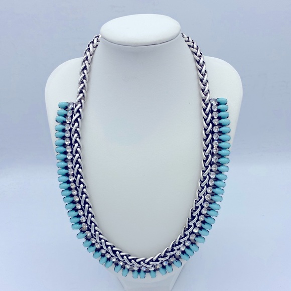 Chico's | Jewelry | Chicos Silver Woven Chain With Faux Turquoise ...